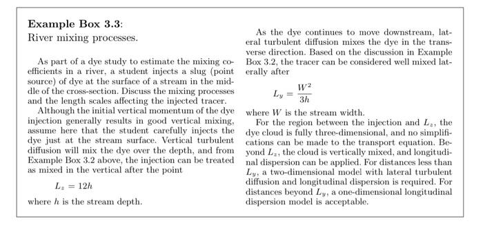 Solved Example Box 3.3: River mixing processes. As part of a | Chegg.com