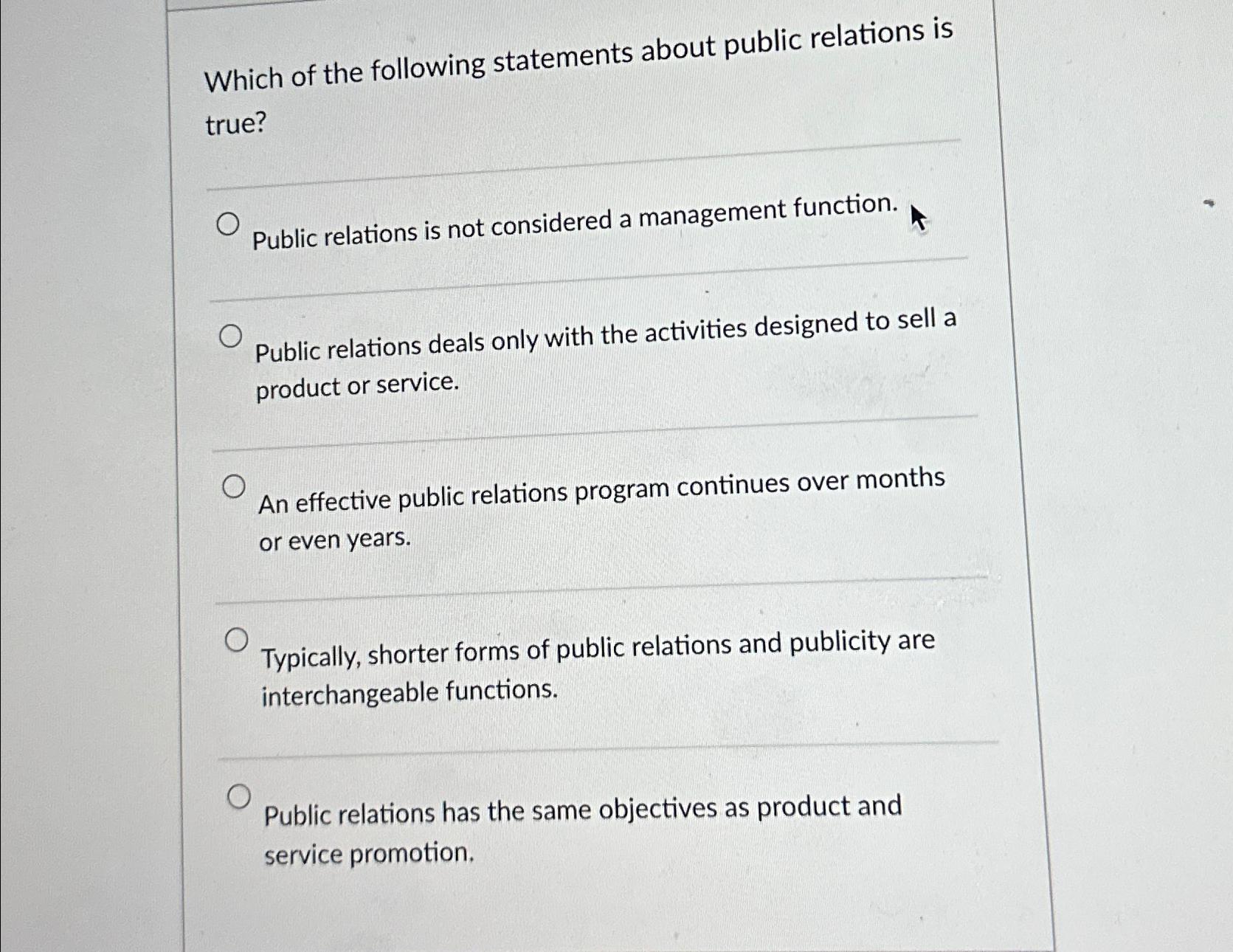 Solved Which of the following statements about public | Chegg.com