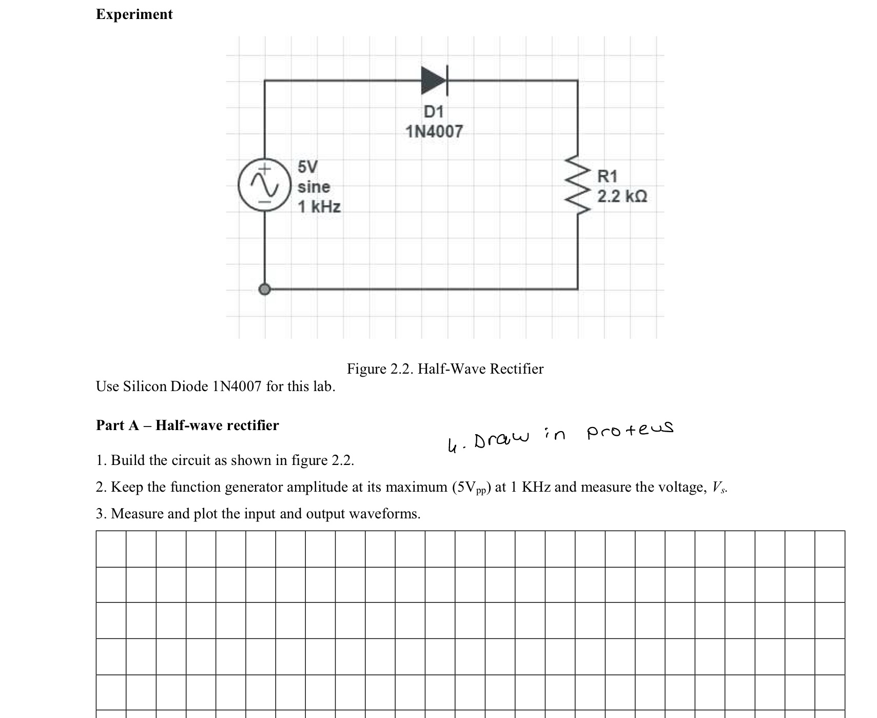Solved ExperimentFigure 2.2. ﻿Half-Wave RectifierUse Silicon | Chegg.com