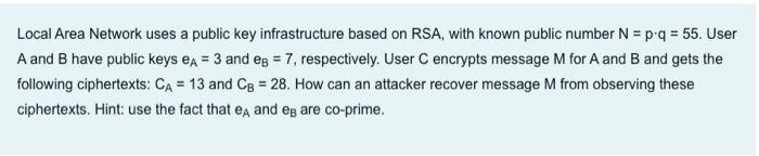 Solved Local Area Network uses a public key infrastructure | Chegg.com