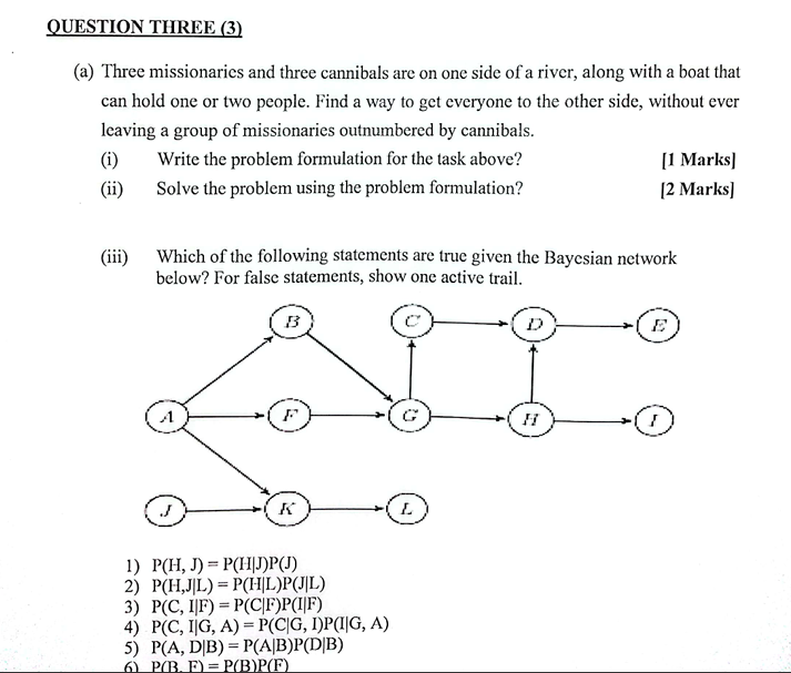 Solved QUESTION THREE (3)(a) ﻿Three missionaries and three | Chegg.com