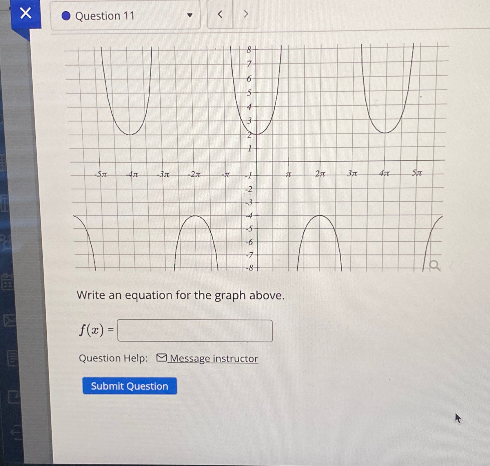 Solved Question 11Write an equation for the graph | Chegg.com