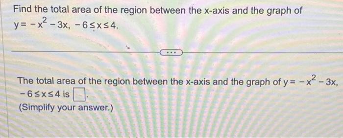 Solved Find the total area of the region between the x-axis | Chegg.com