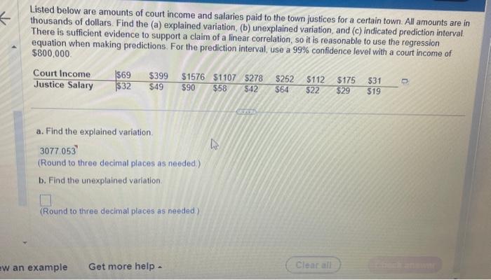 Solved find the explained variation find the unexplained | Chegg.com