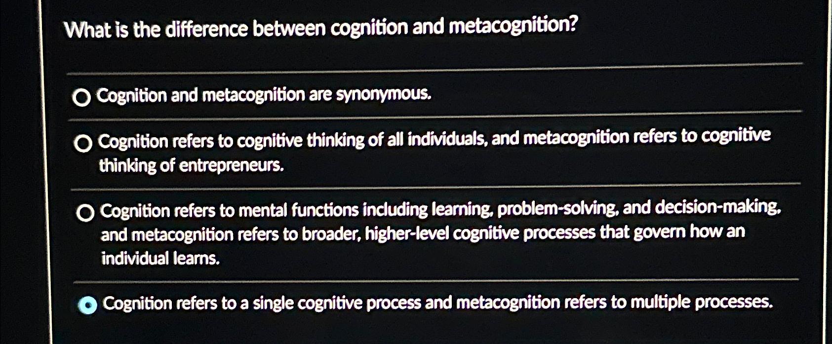 Solved What is the difference between cognition and | Chegg.com
