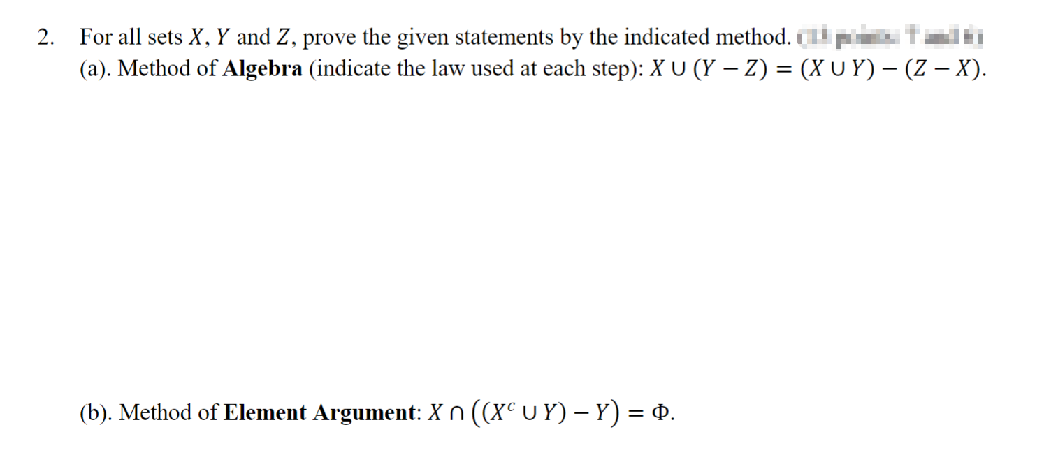 Solved For all sets x,Y ﻿and Z, ﻿prove the given statements | Chegg.com