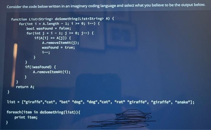 Solved Consider the code in an imaginary programming | Chegg.com