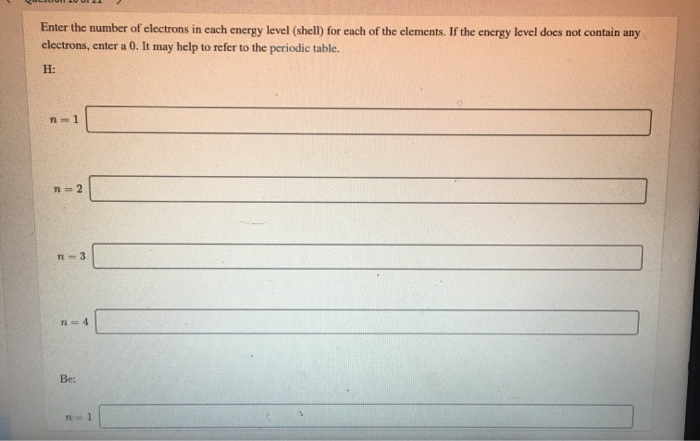 Solved Enter the number of electrons in each energy level | Chegg.com