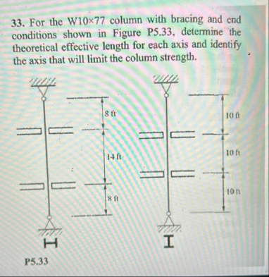 Solved For the W10×77 ﻿column with bracing and end | Chegg.com