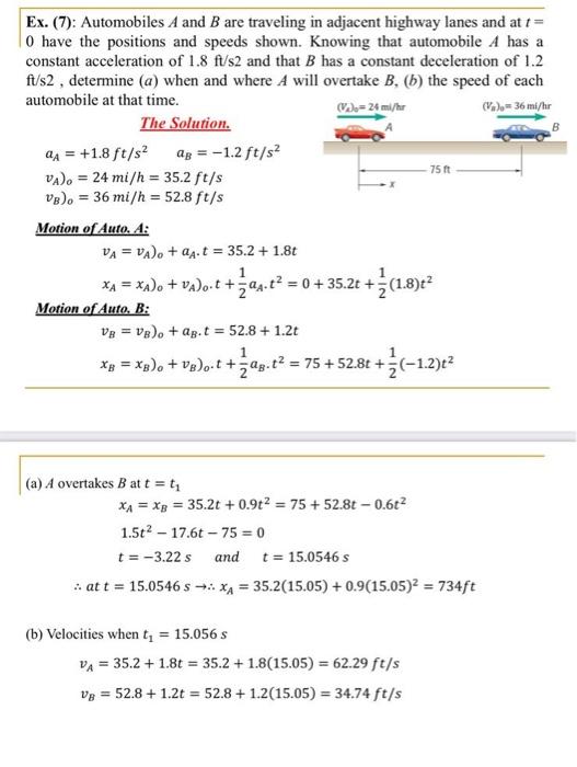 Solved 2- Automobiles A and B are traveling in adjacent | Chegg.com