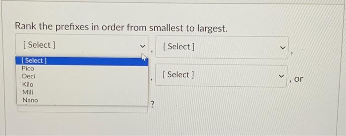 Solved Rank the prefixes in order from smallest to largest. | Chegg.com