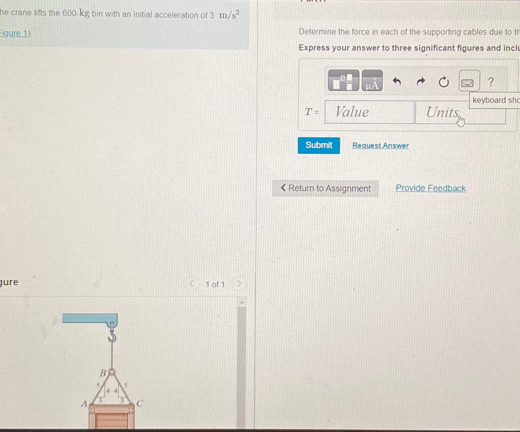 Solved he crane lifts the 600-kg ﻿bin with an initial | Chegg.com