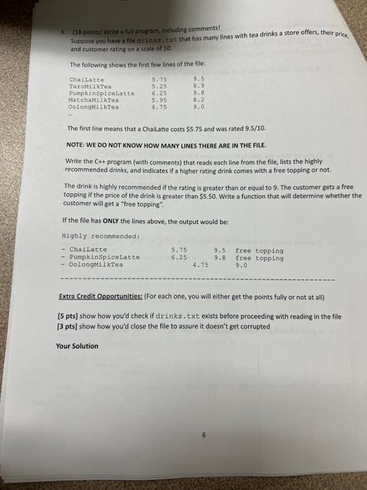Solved 6. (18 points) Write a full program, inciuding | Chegg.com