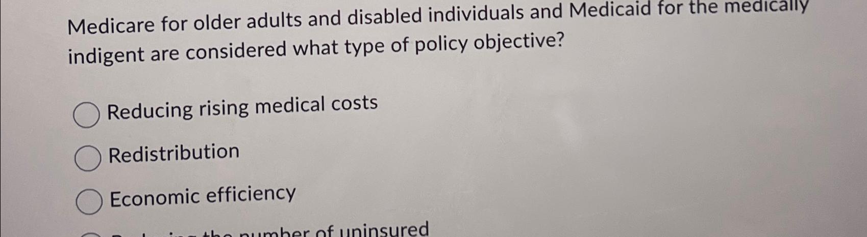 Solved Medicare for older adults and disabled individuals | Chegg.com