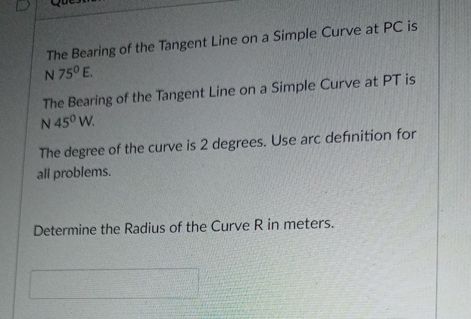 Solved The Bearing of the Tangent Line on a Simple Curve at | Chegg.com