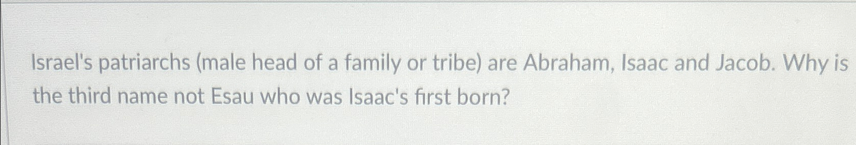 Solved Israel's patriarchs (male head of a family or tribe) | Chegg.com