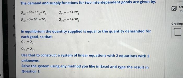 Solved The demand and supply functions for two | Chegg.com