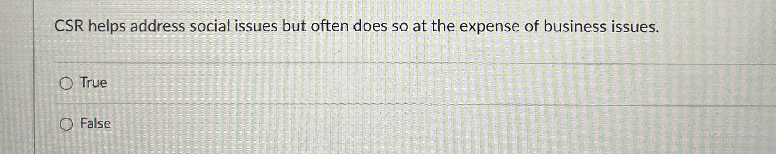 Solved CSR helps address social issues but often does so at | Chegg.com