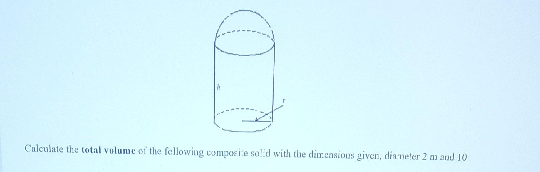 Solved Calculate the total volume of the following composite | Chegg.com