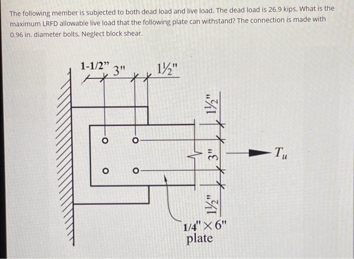 Solved The following member is subjected to both dead load | Chegg.com