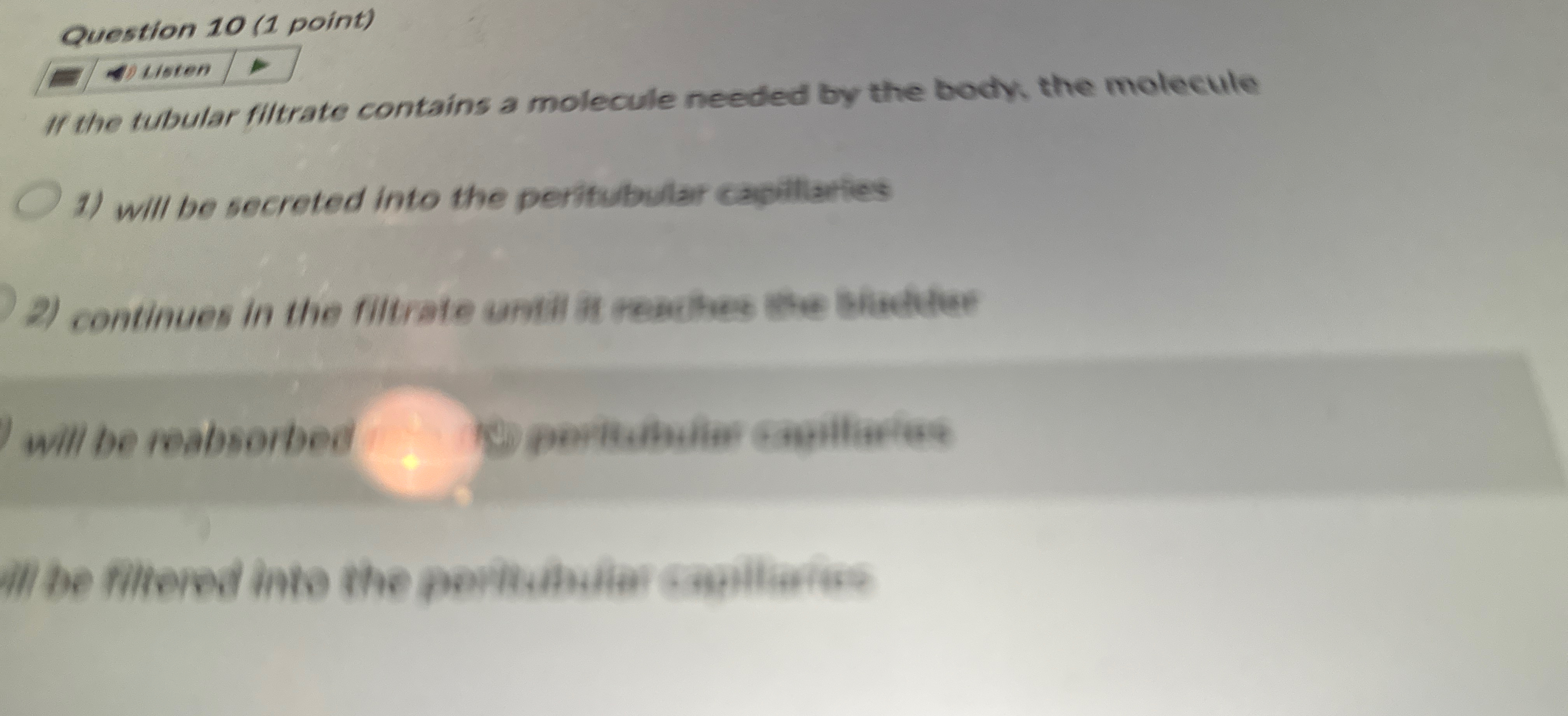 Solved Question 10 (1 ﻿point)If the tubular filtrate | Chegg.com