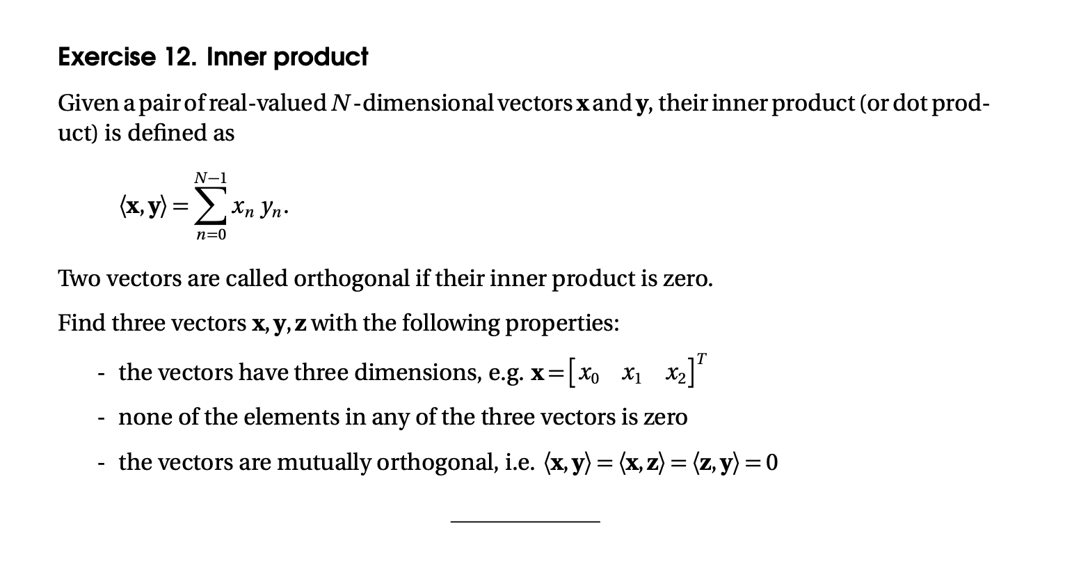 Solved Given a pair of real-valued N-dimensional vectors x | Chegg.com