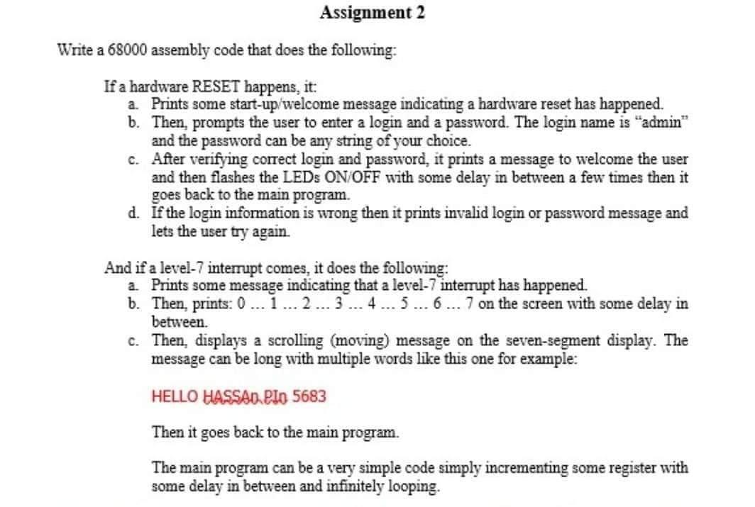 ite a 68000 assembly code that does the following: If | Chegg.com