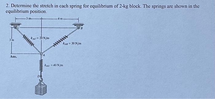 Solved 2. Determine the stretch in each spring for | Chegg.com