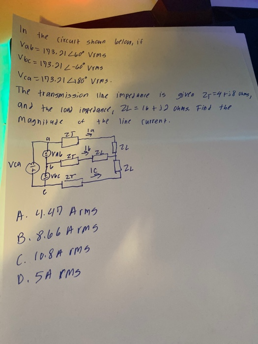 Solved In the circuit shown below, if Vab=173.21 260 Vrms | Chegg.com