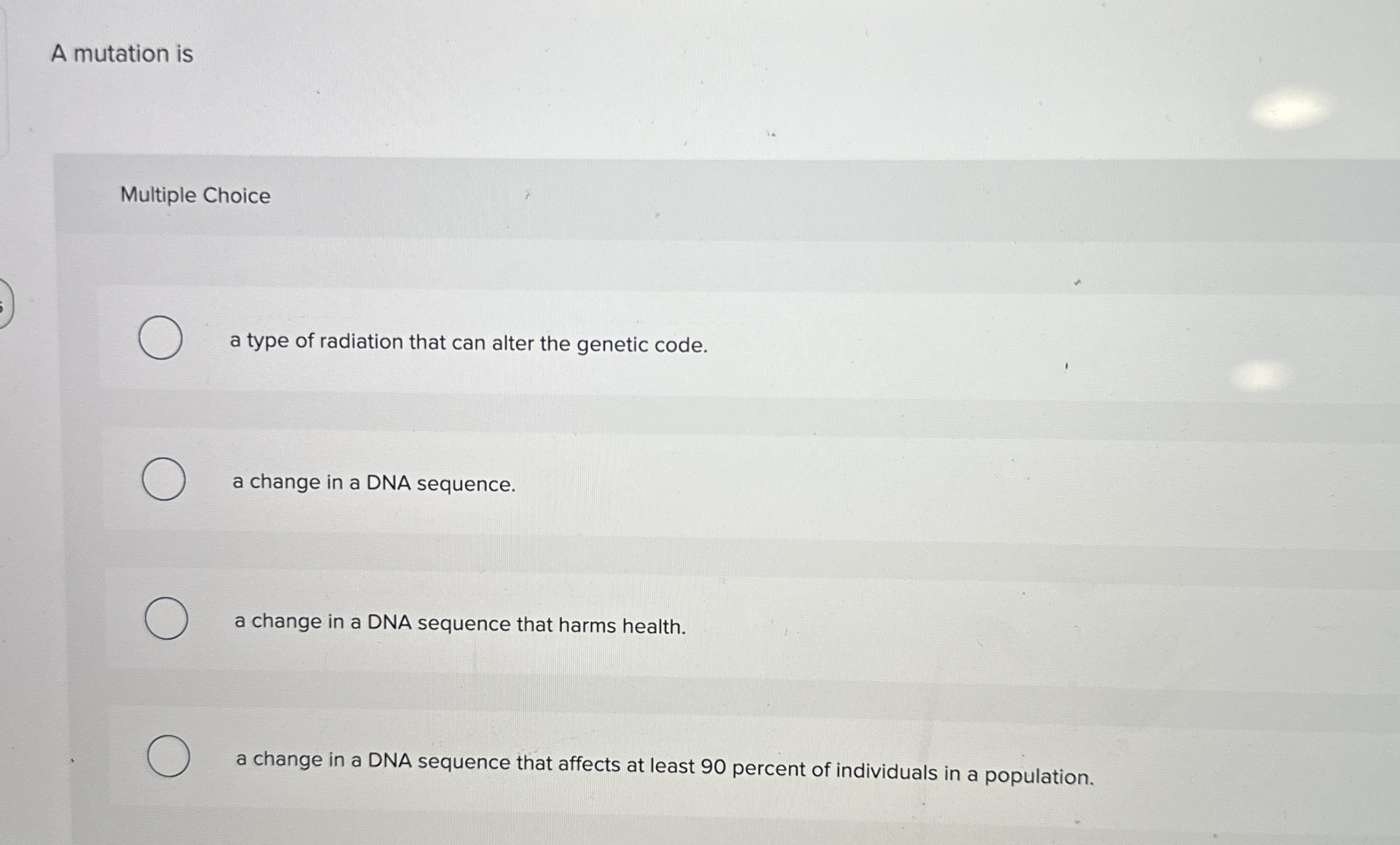 Solved A mutation isMultiple Choicea type of radiation that | Chegg.com