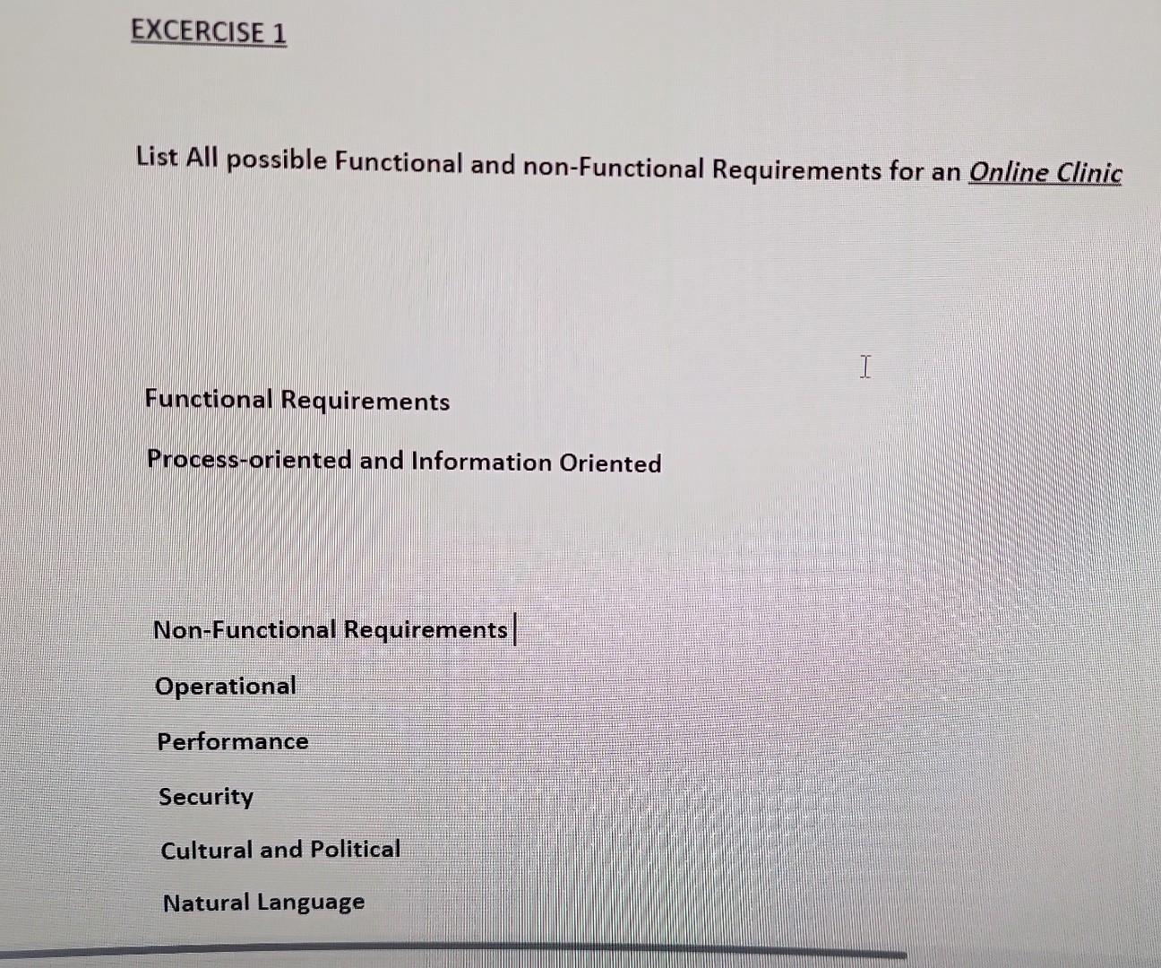 Solved List All possible Functional and non-Functional | Chegg.com
