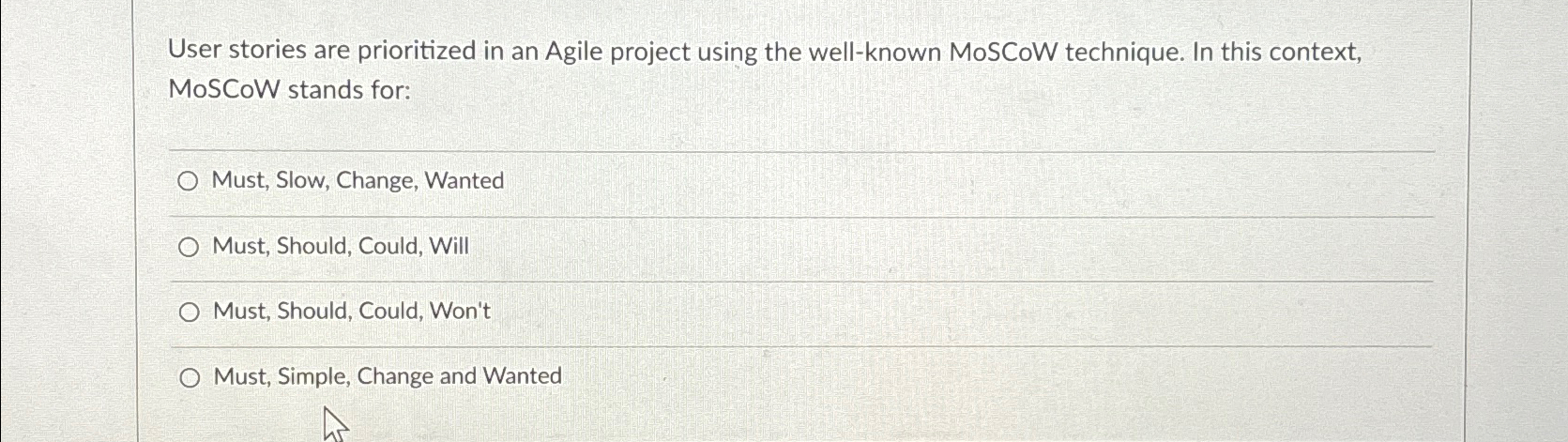 Solved User stories are prioritized in an Agile project | Chegg.com