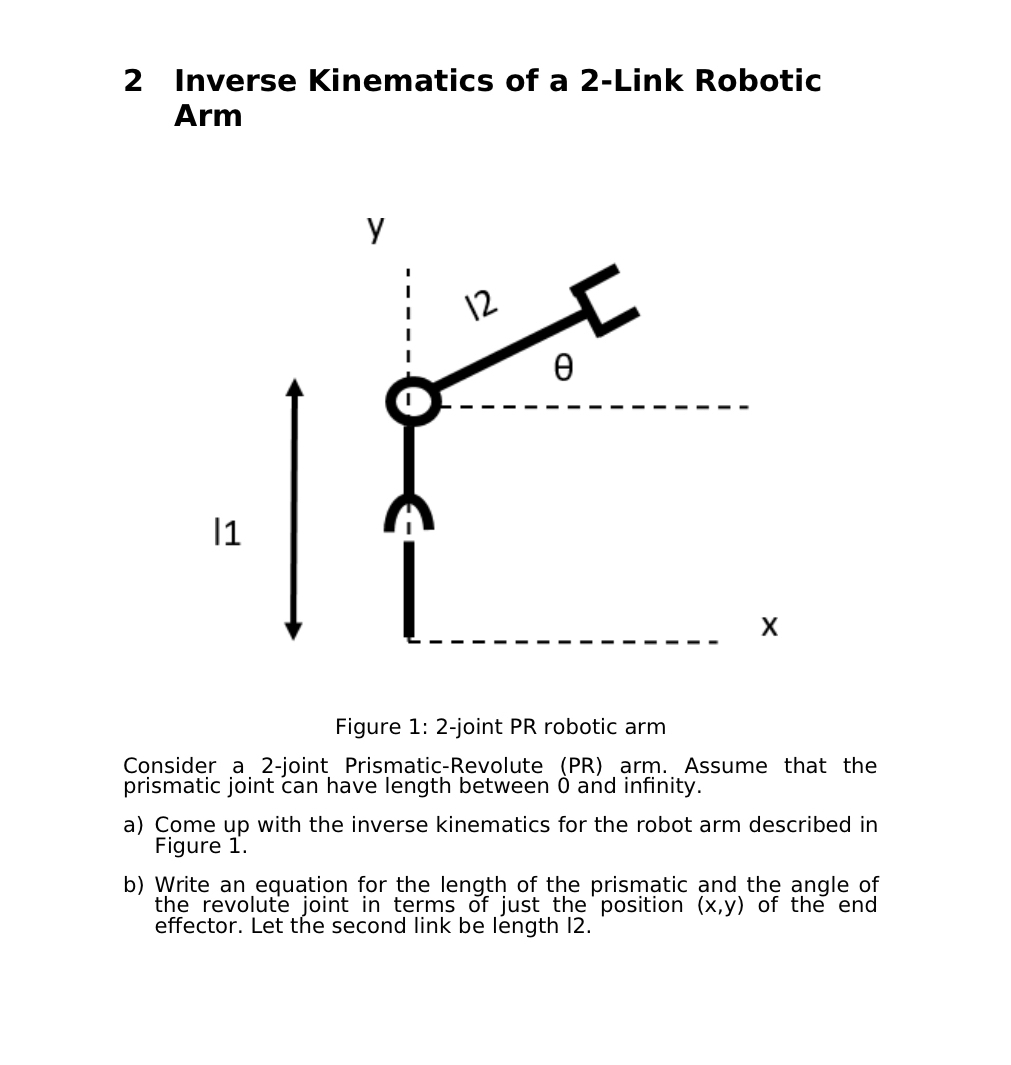Solved 2 ﻿Inverse Kinematics of a 2-Link Robotic ArmFigure | Chegg.com