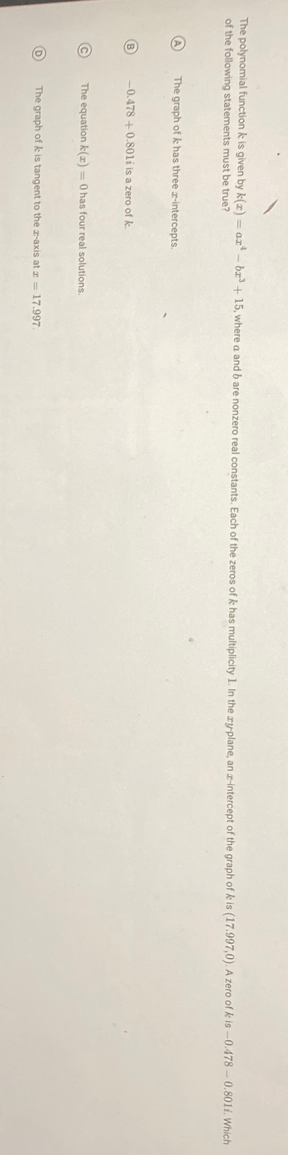 Solved of the following statements must be true?The graph of | Chegg.com