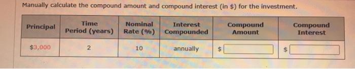 Solved Manually calculate the compound amount and compound | Chegg.com
