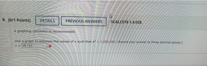 Solved 9. 10/1 Points) DETAILS PREVIOUS ANSWERS SCALCET8 | Chegg.com Solved 9. 10/1 Points) DETAILS PREVIOUS ANSWERS SCALCET8 | Chegg.com
