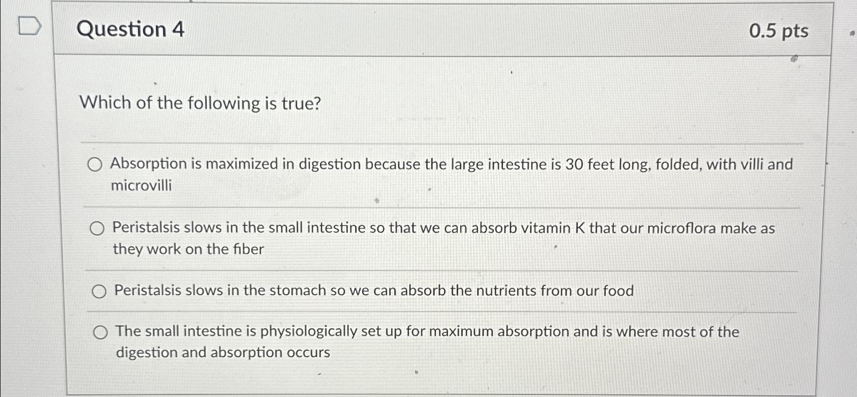 Solved Question 40.5ptsWhich of the following is | Chegg.com