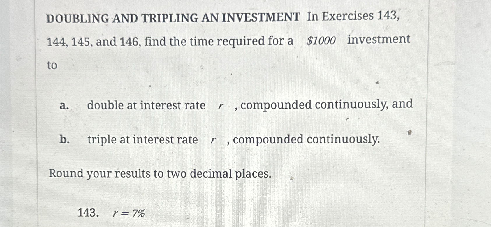 Solved DOUBLING AND TRIPLING AN INVESTMENT In Exercises | Chegg.com