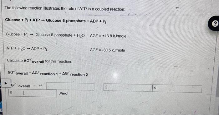 The following reaction illustrates the role of ATP in | Chegg.com