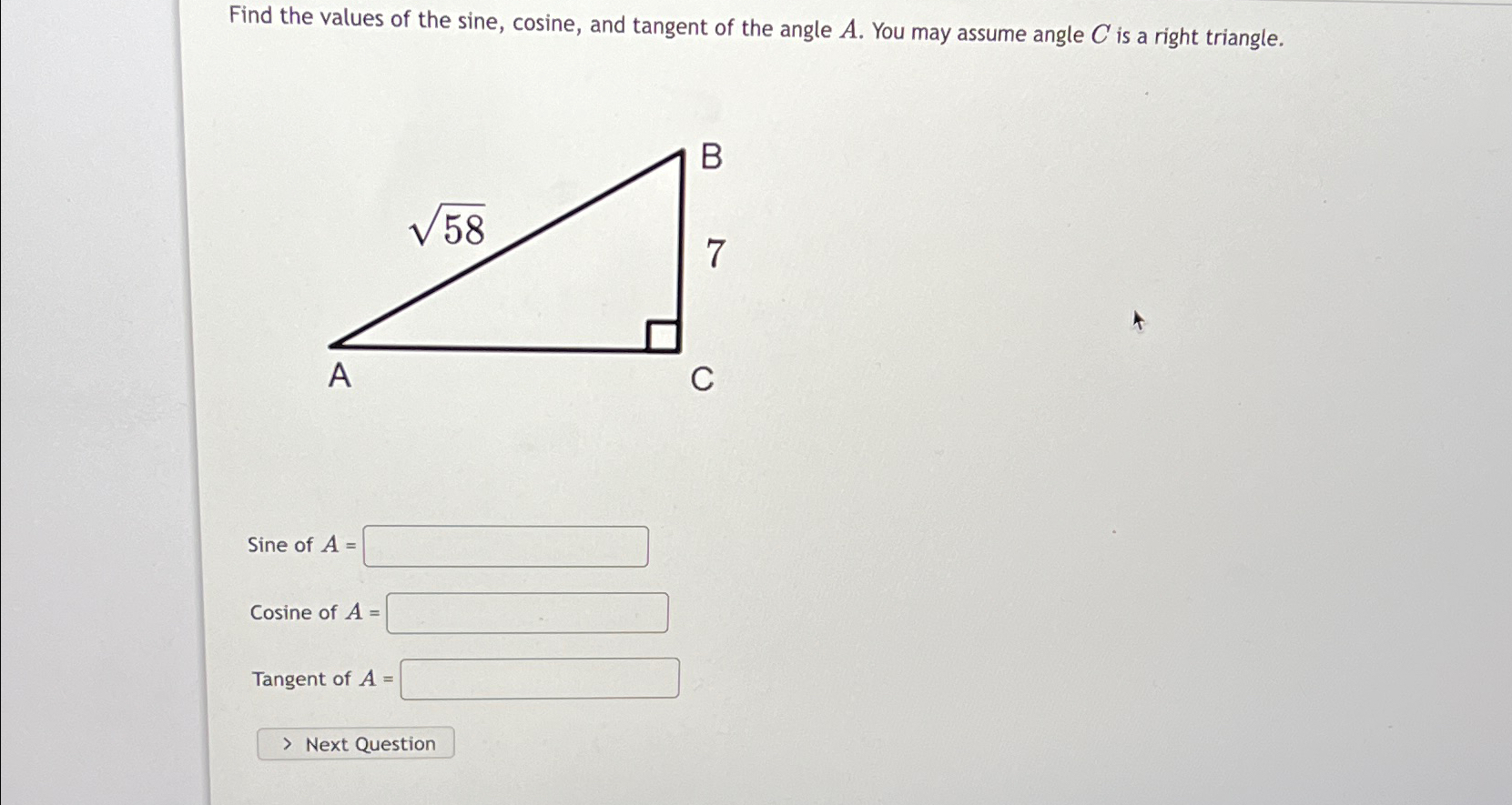 Find the values of the sine, ﻿cosine, and tangent of | Chegg.com