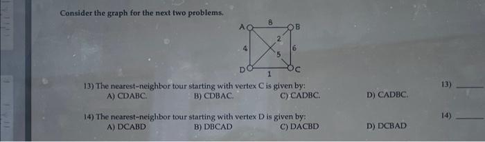 Solved 17!!! Consider the graph for the next two problems. B | Chegg.com