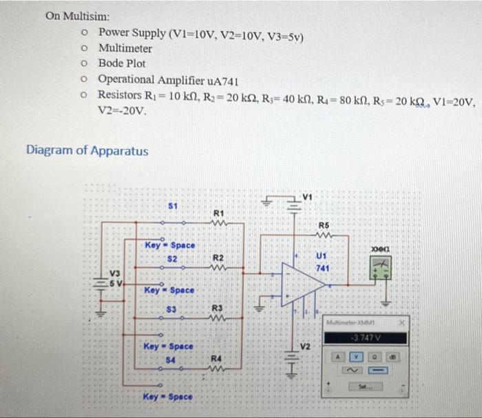 Solved On Multisim: o Power Supply (V1=10V, V2=10V, V3=5v) O | Chegg.com