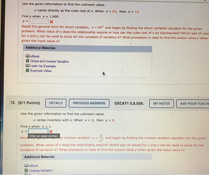 Solved Use the given Information to find the unknown value. | Chegg.com