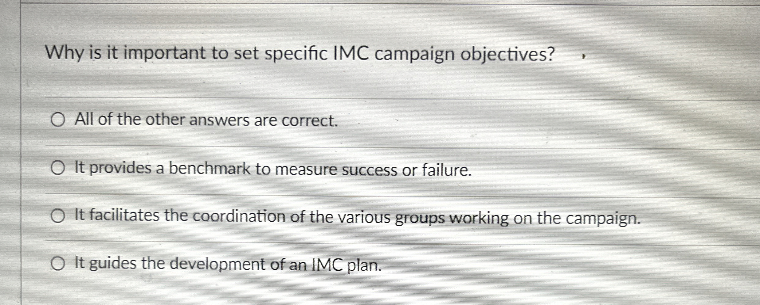 Solved Why is it important to set specific IMC campaign | Chegg.com
