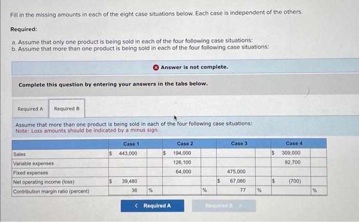 Solved Fill in the missing amounts in each of the eight case | Chegg.com