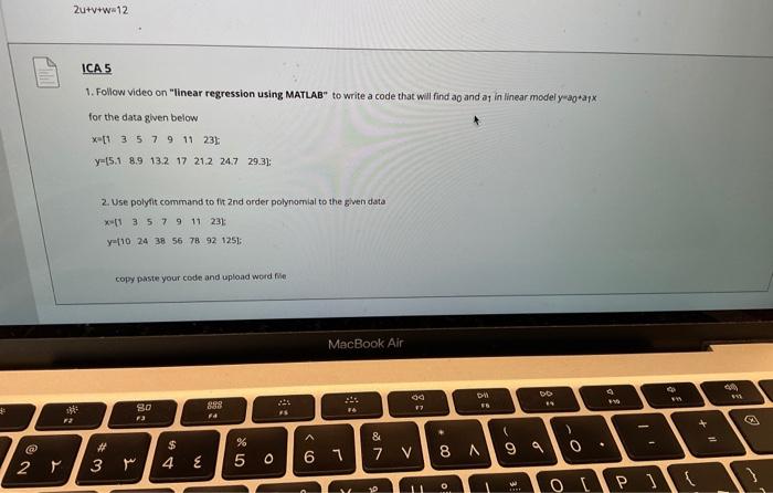 Solved 1 Follow Video On Linear Regression Using Matlab