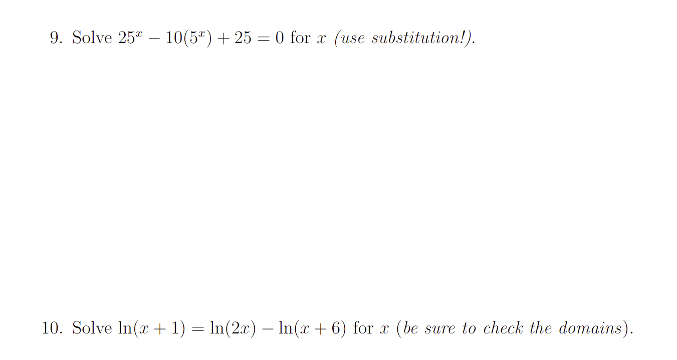 Solved Solve ln(x+1)=ln(2x)-ln(x+6) ﻿for x (be sure to check | Chegg.com