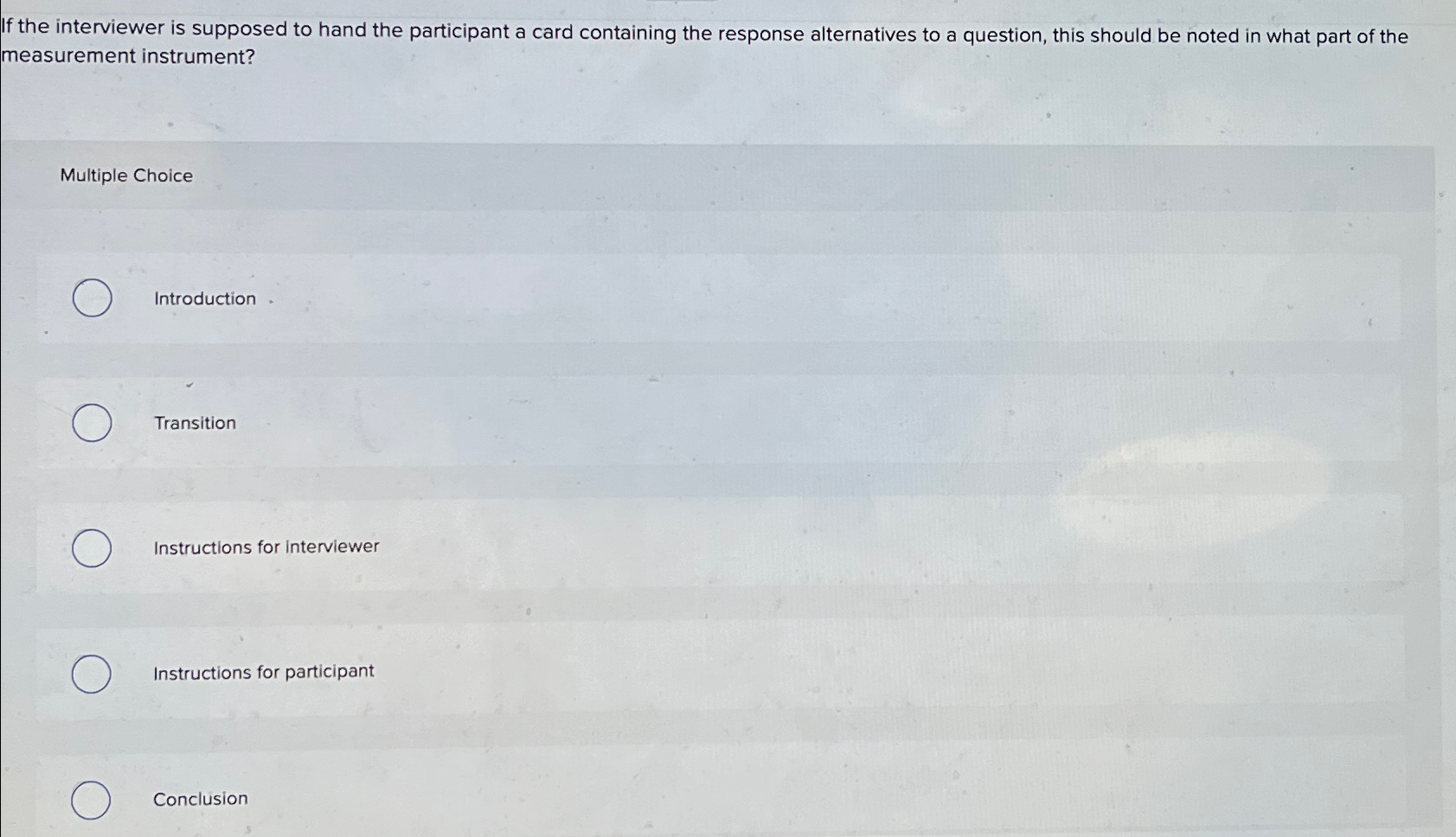 Solved If the interviewer is supposed to hand the | Chegg.com