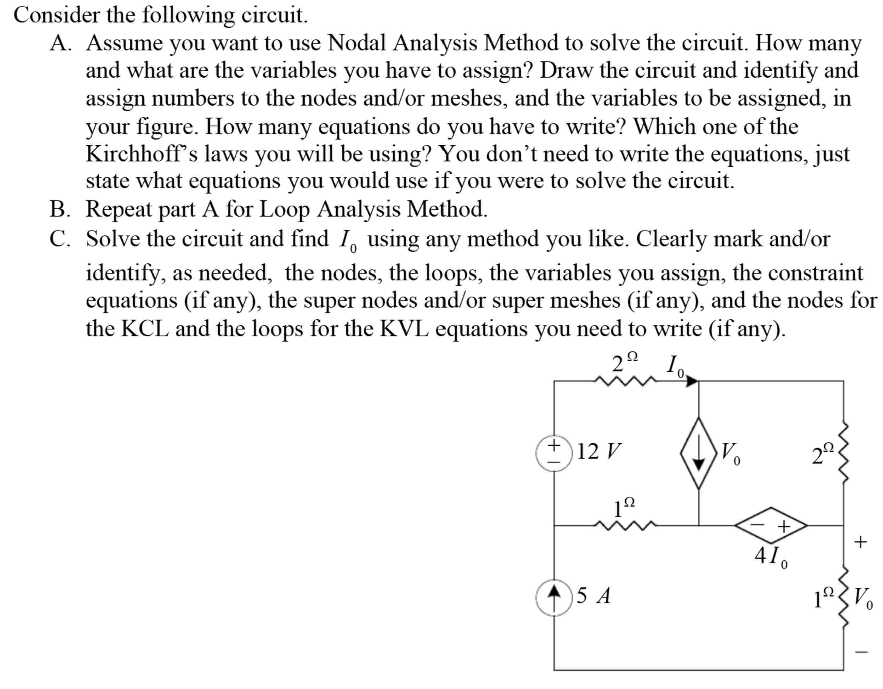 Solved Consider the following circuit.A. ﻿Assume you want to | Chegg.com