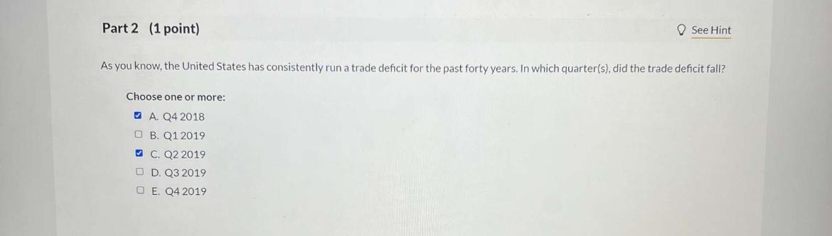 Solved Part 2 (1 ﻿point)See HintAs you know, the United | Chegg.com